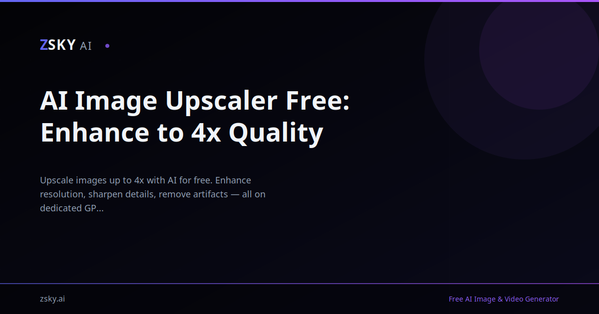 AI Image Upscaler Free: Enhance to 4x Quality | ZSky AI