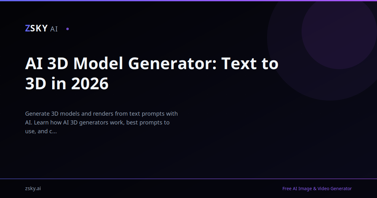 AI 3D Model Generator: 5 Tools That Work (2026 Tested) | ZSky AI