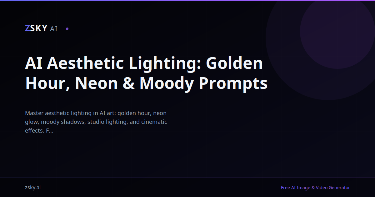 AI Aesthetic Lighting Guide: Master Light in Every Image | ZSky AI