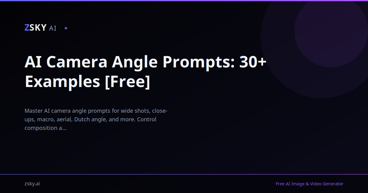 42 AI Camera Angle Prompts: Copy-Paste Free (2026)