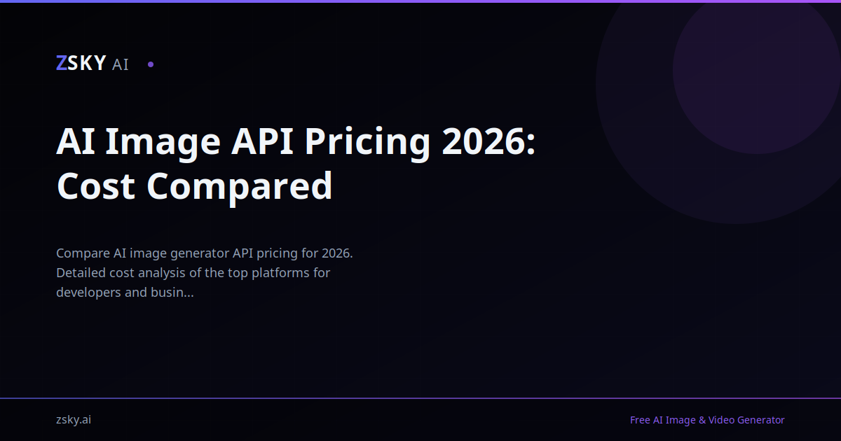 AI Image Generator API Pricing 2026: 7 Compared | ZSky AI