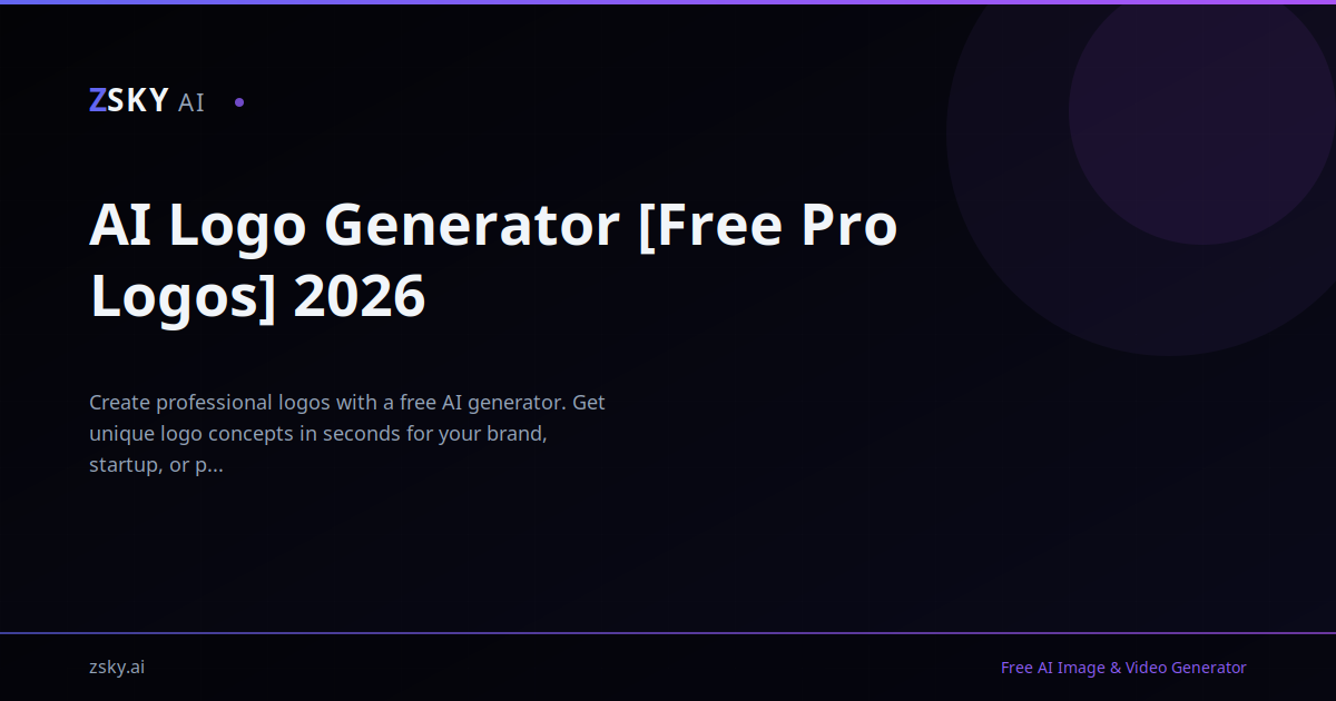 AI Logo Generator Free Pro Logos 2026 ZSky AI AI Logo Generator Free Pro Logos 2026 ZSky AI