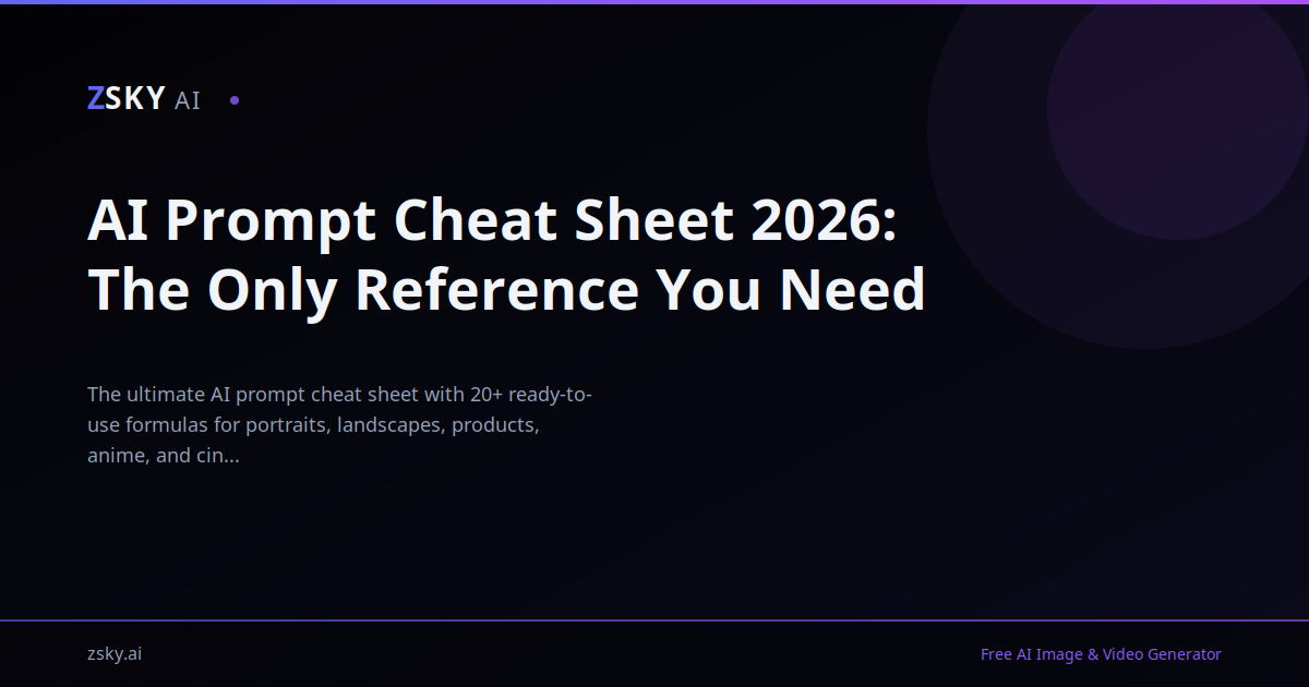 AI Prompt Cheat Sheet 2026: The Only Reference You Need | ZSky AI