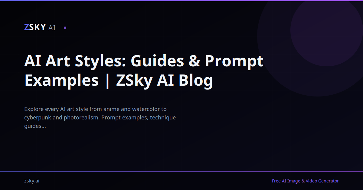 AI Art Styles Guide [With Prompts] 2026 | ZSky AI