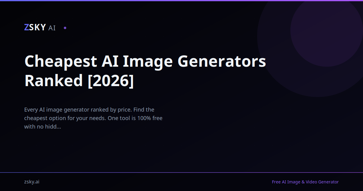 Cheapest AI Image Generator 2026 (Ranked by Cost) | ZSky AI