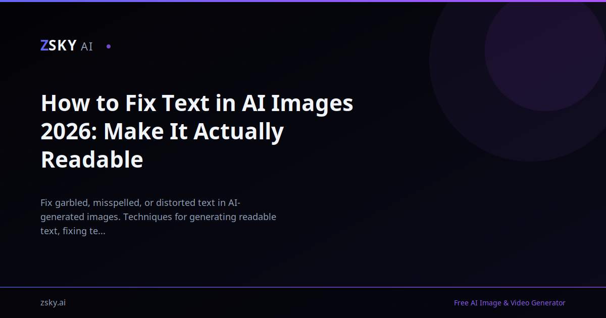 How to Fix Text in AI Images 2026 (Readable) | ZSky AI