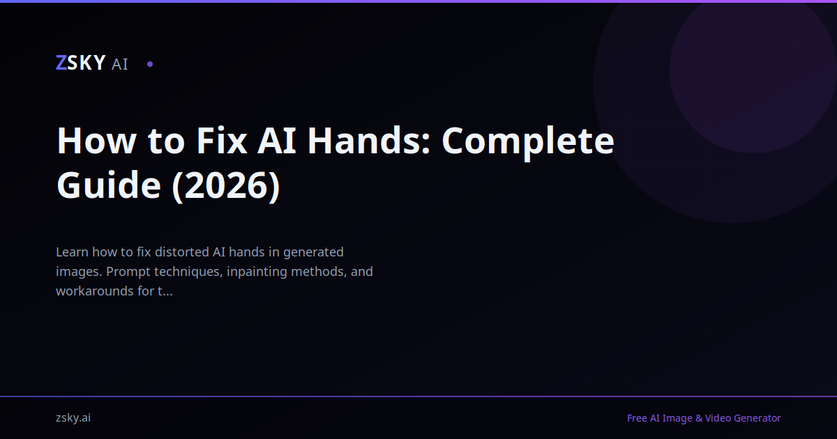 Fix AI Hands in Under 2 Minutes: 7 Methods That Actually Work | ZSky AI